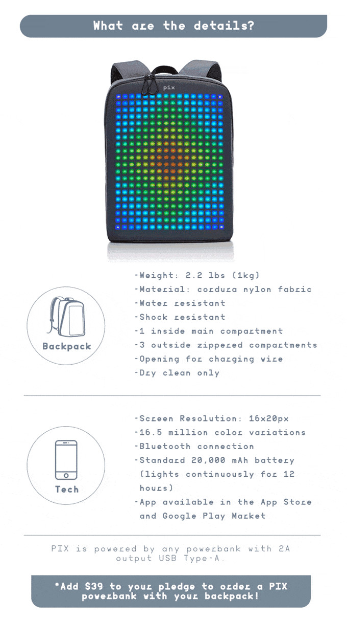 Pix - smart customizable backpack | Indiegogo