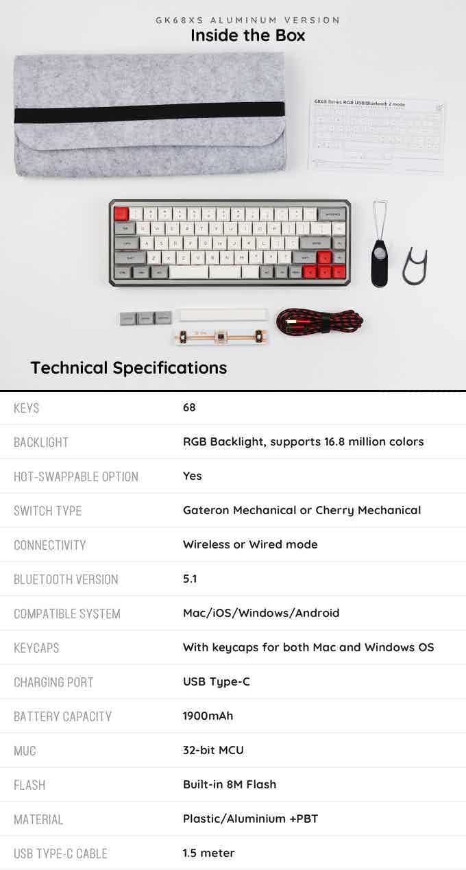 Epomaker GK68XS Bluetooth Mechanical Keyboard | Indiegogo